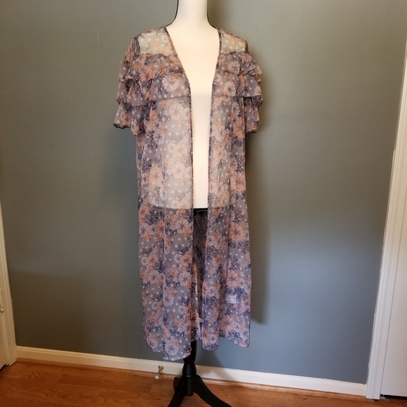 easel | Tops | Easel Sheer Short Sleeve Ruffle Duster | Poshmark